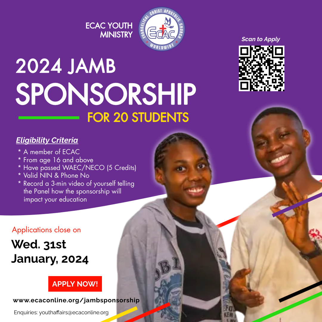 2024 JAMB Sponsorship Opportunity – Evangelical Christ Apostolic Church